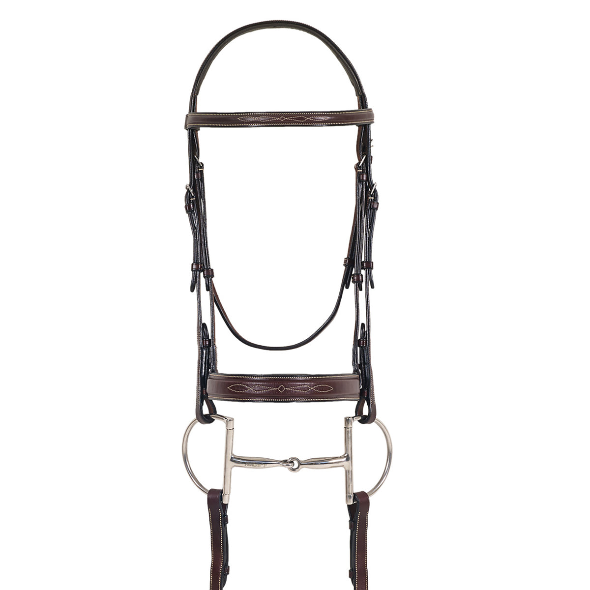 Elite Fancy Raised Comfort Crown Flat Wide Nose Padded Bridle with Rei ...