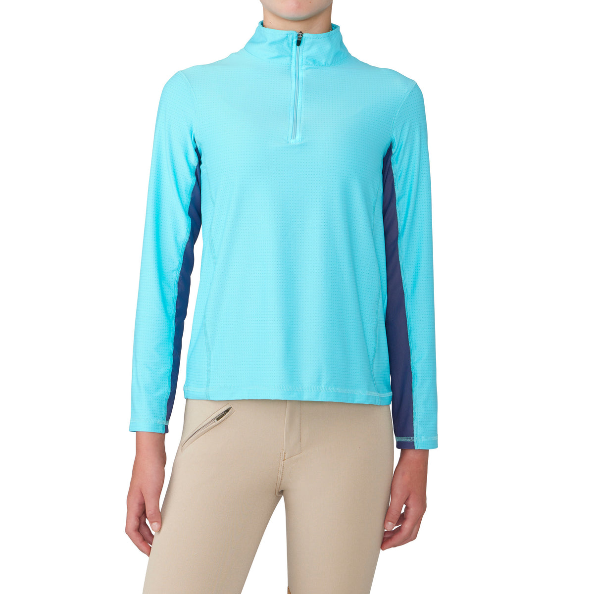 Kid's Altitude Sun Shirt Long Sleeve - Aqua/Navy – Ovation Riding